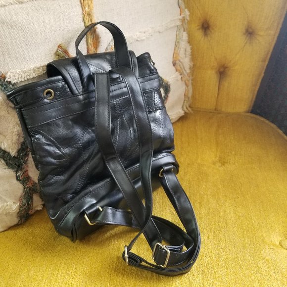 Vintage | Bags | Vintage Mini Backpack In Black Leather | Poshmark